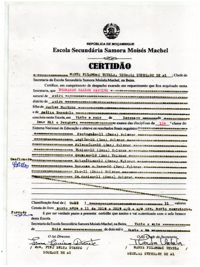 Certificado 12a Bernardo | PDF