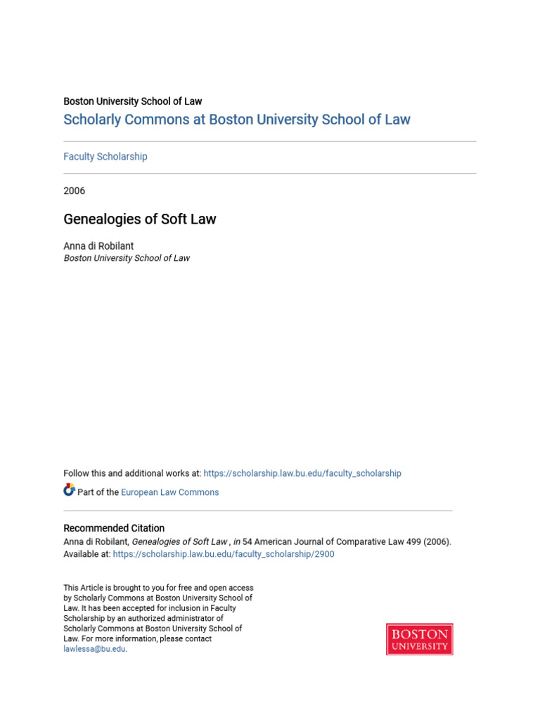 Di Robilant - Genealogies of Soft Law | PDF | Political Science