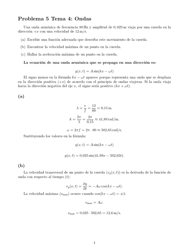 Tema4 Ejercicio5 | PDF | Olas | Mecánica