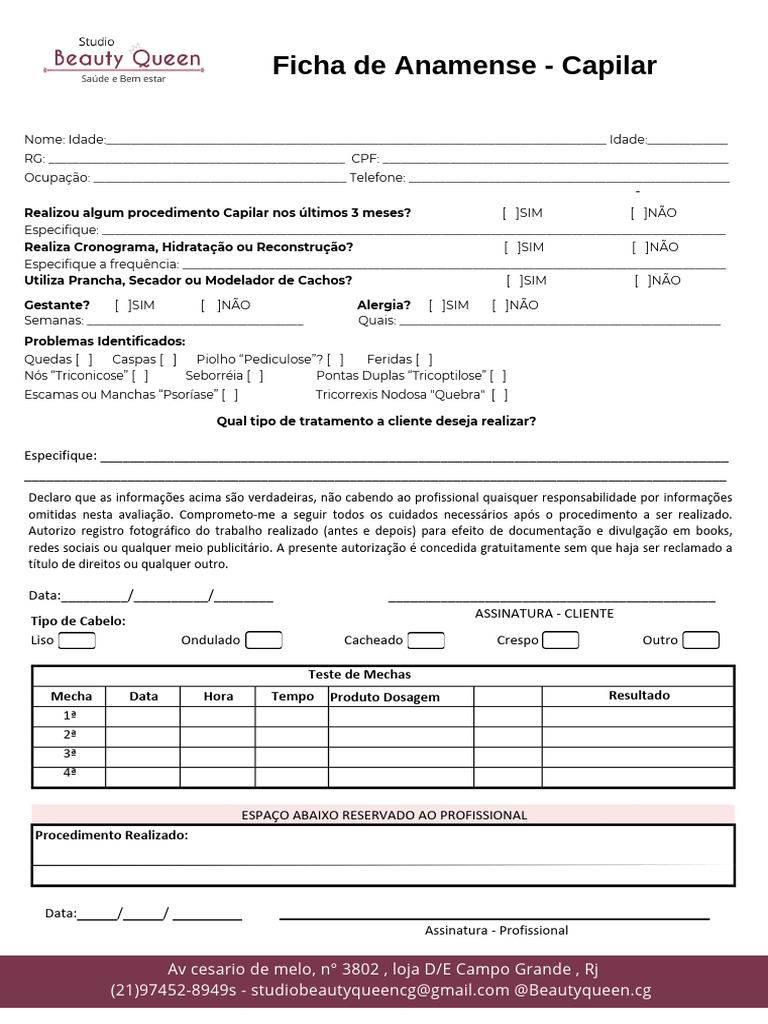 Cópia de Ficha de Anamnese Capilar | PDF