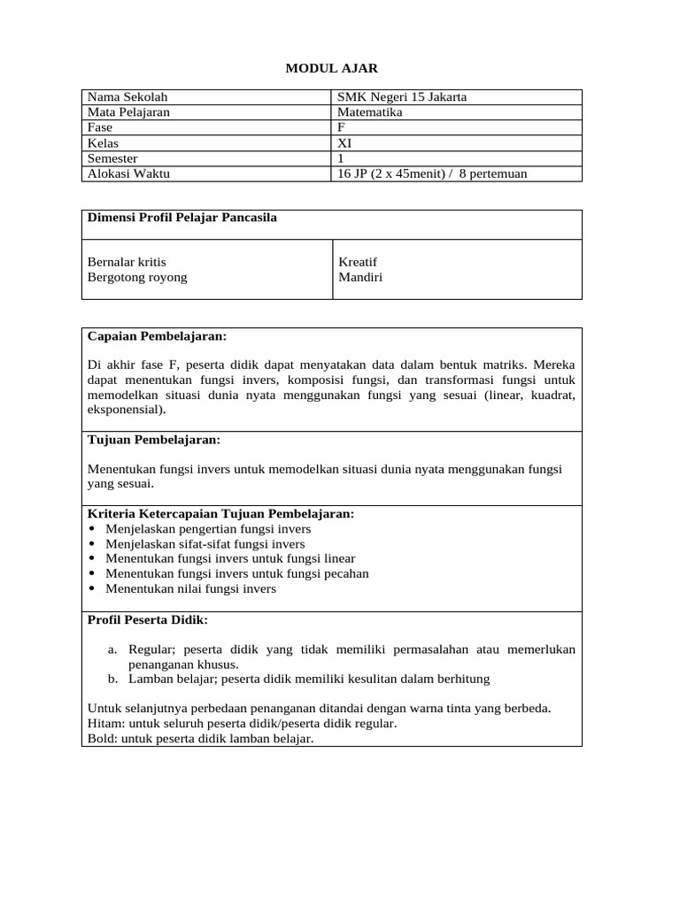 Modul Ajar - Invers N.ok - Ok | PDF