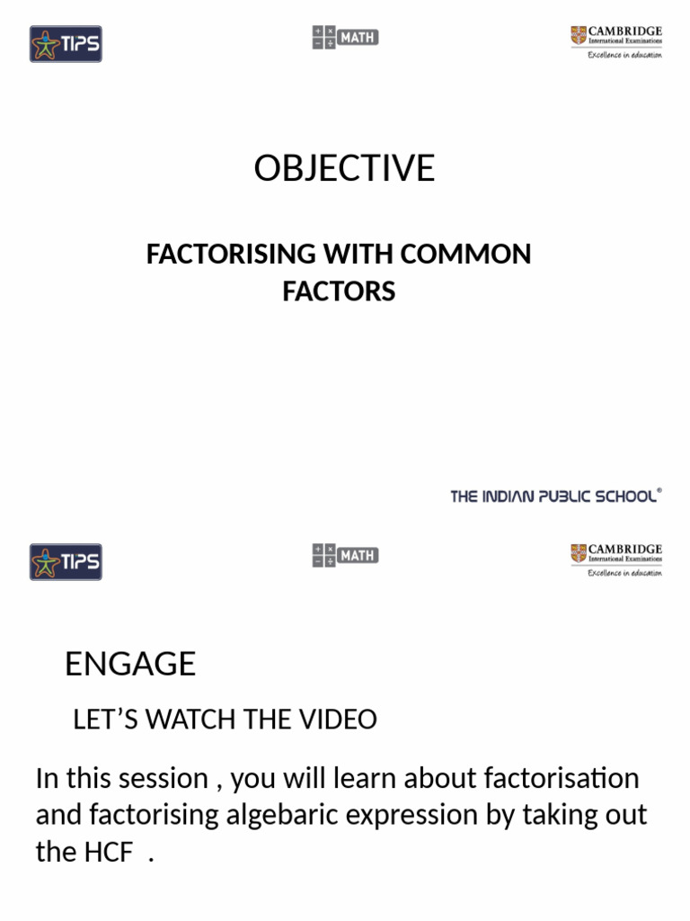 Factorization With Common Factors | PDF
