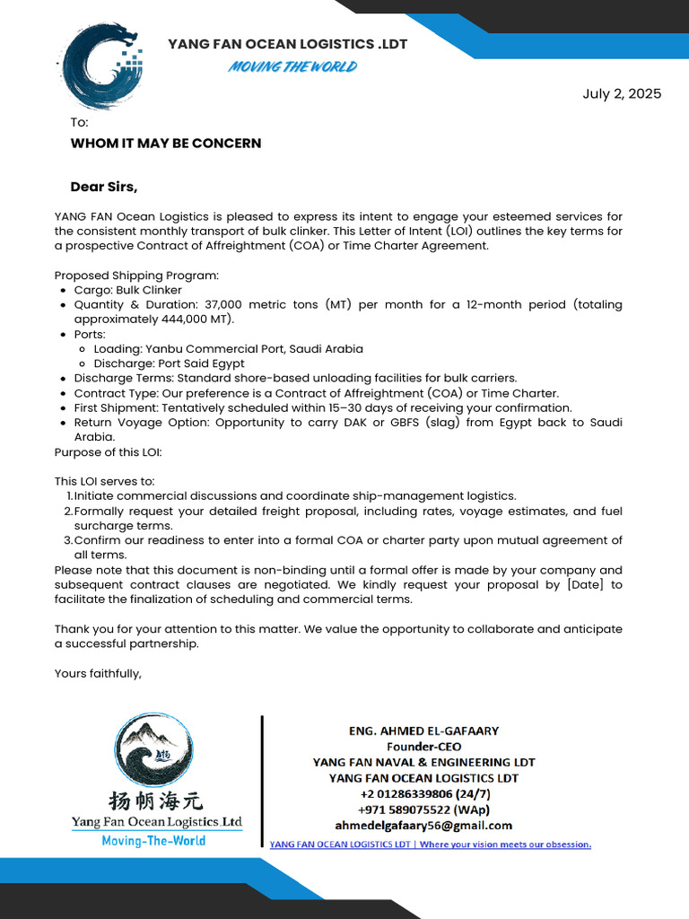 Yang Fan Ocean Logistics LDT | PDF