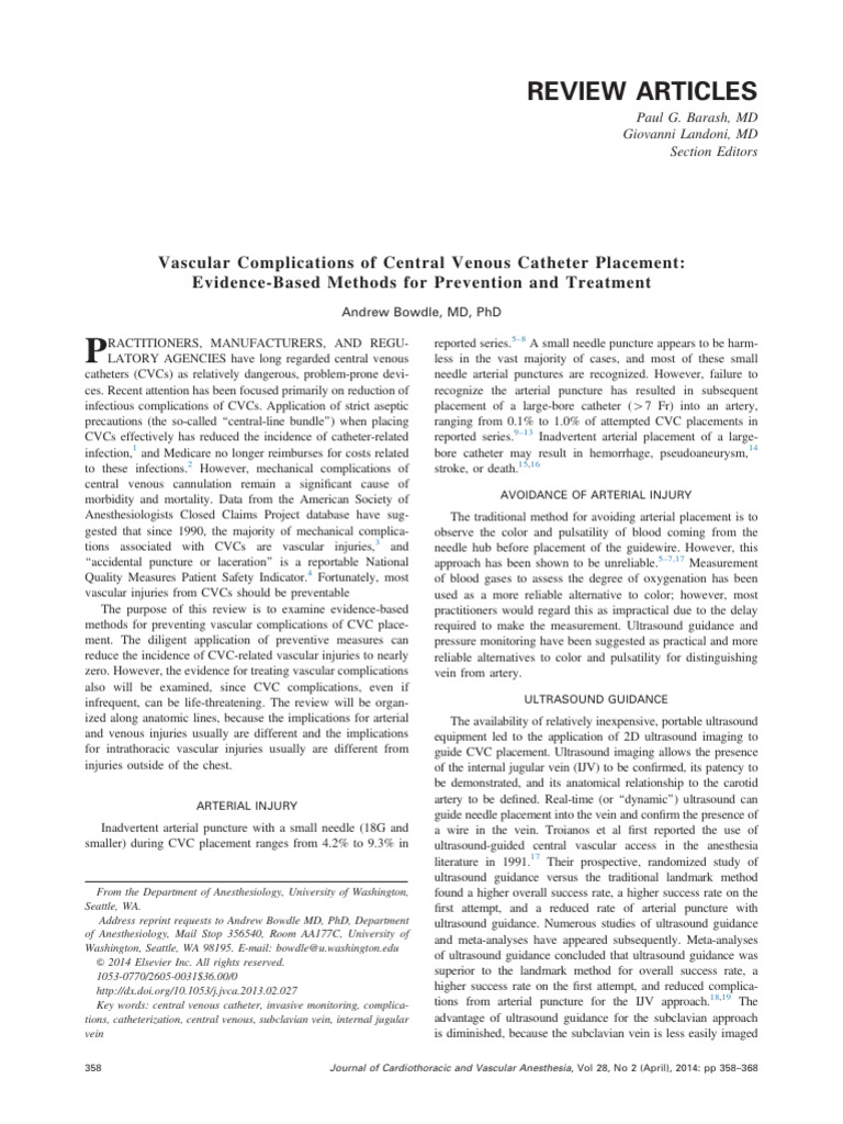 Vascular Complications of CVC Placement | PDF | Interventional ...