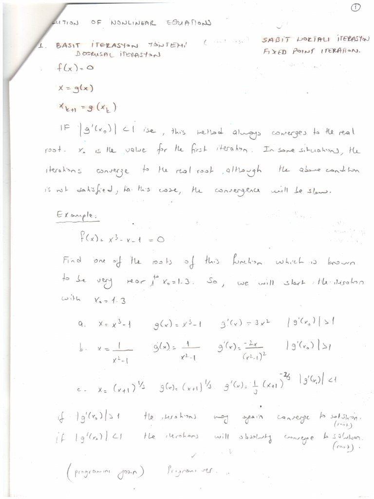 Fixe Point Iteration Method Written Notes | PDF