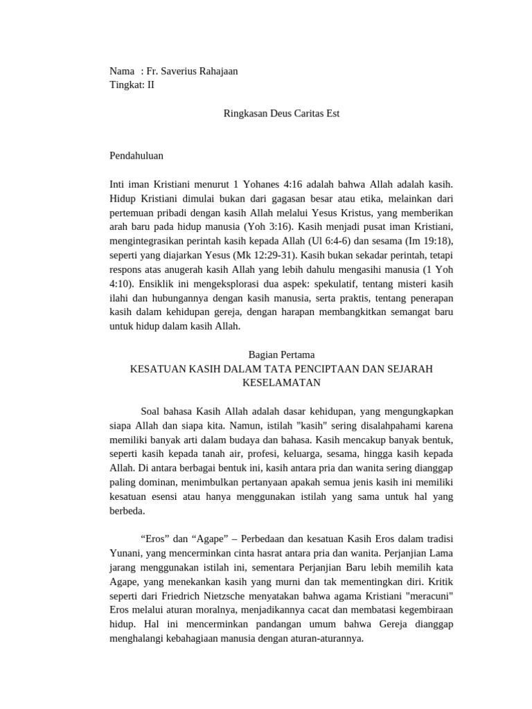 Ringkasan Deus Caritas Est | PDF