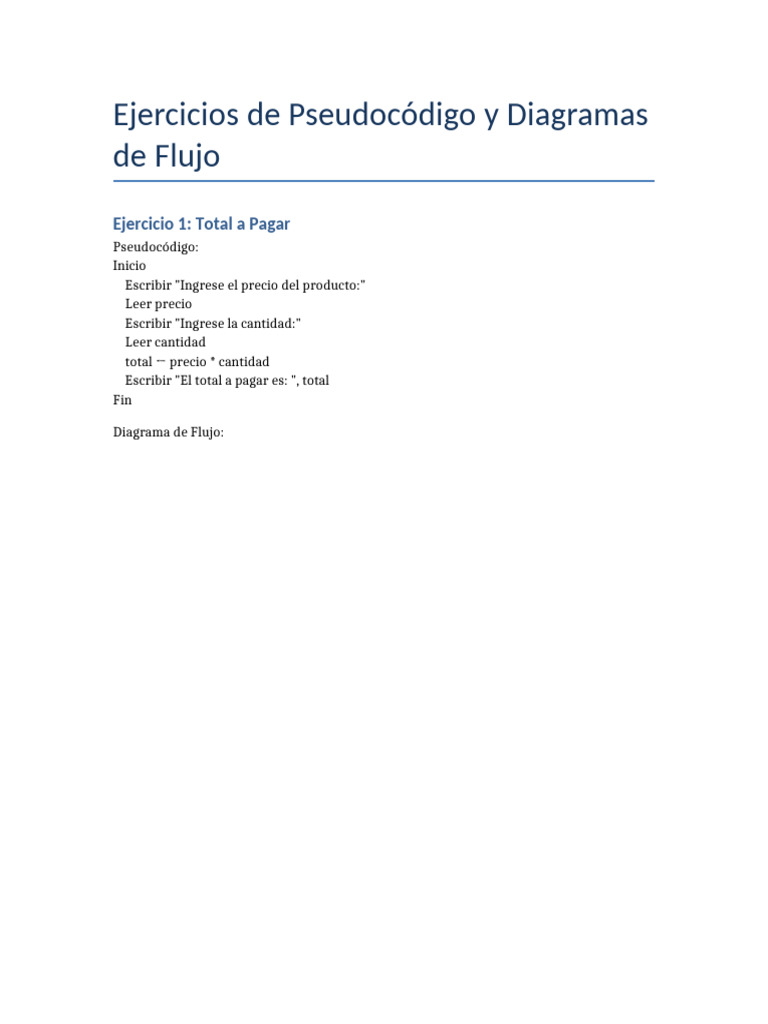 Ejercicios Pseudocodigo y Diagramas | PDF