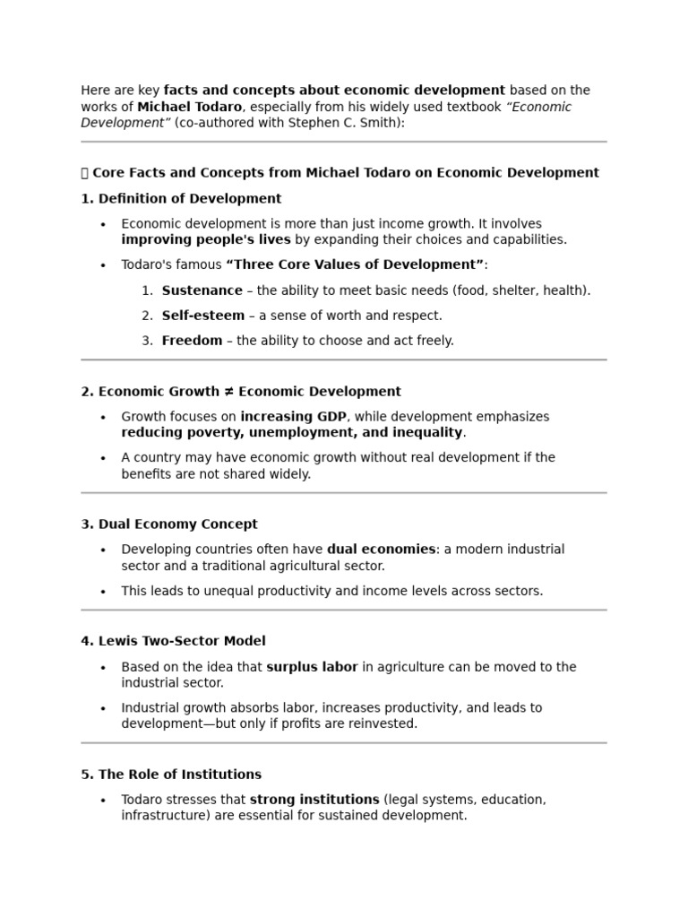 Key Concepts of Economic Development | PDF | Economic Growth | Economic ...