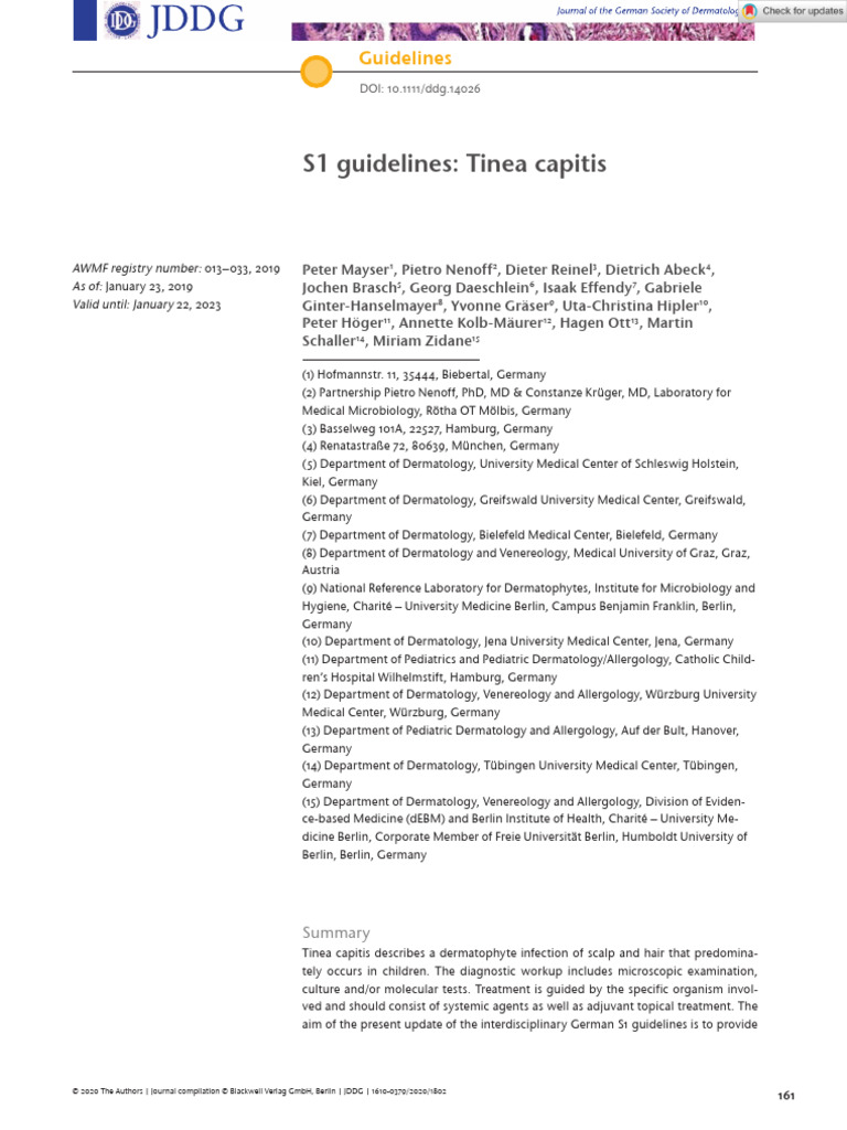 S1 Guidelines Tinea Capitis | PDF | Infection