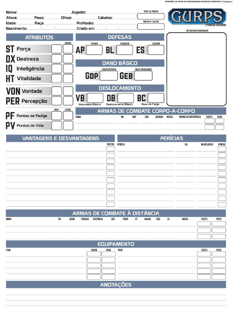 Ficha de Personagem Gurps 4e PORTUGUES BR - Page-0001 | PDF
