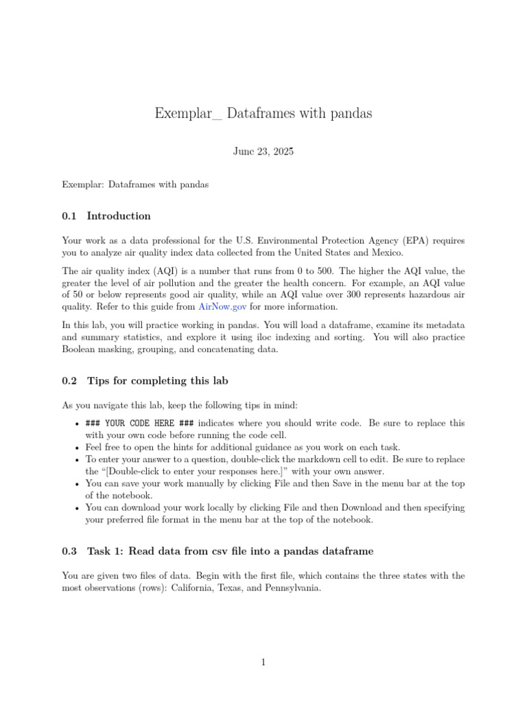 Exemplar - Dataframes With Pandas | PDF | Software Engineering | Computer Programming