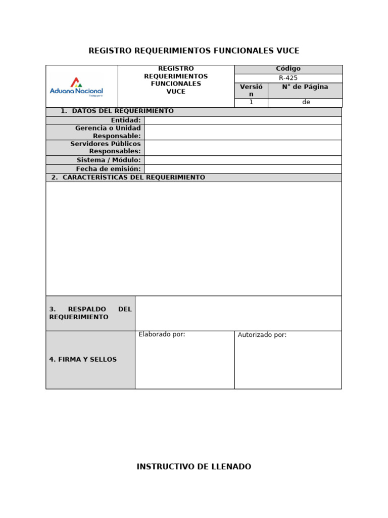 Registro Requerimientos Funcionales Vuce | PDF