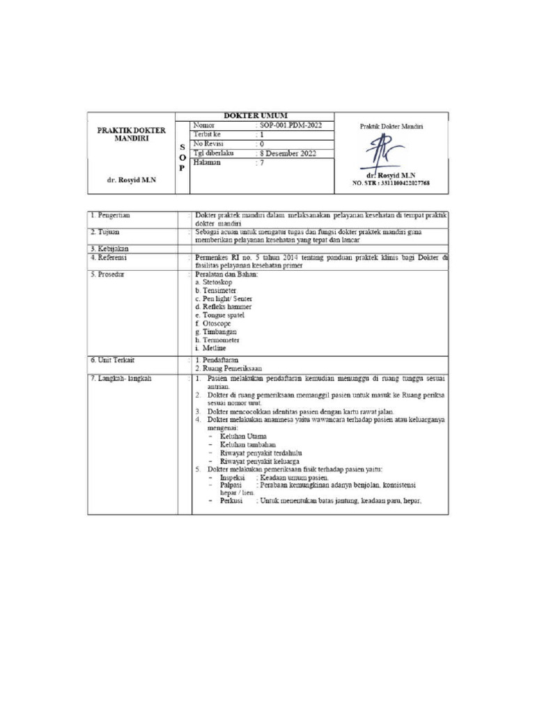 Contoh Sop Pelayanan | PDF