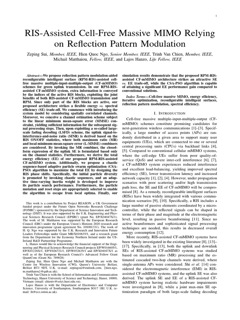 RIS-Assisted Cell-Free Massive MIMO Relying On Reflection Pattern ...