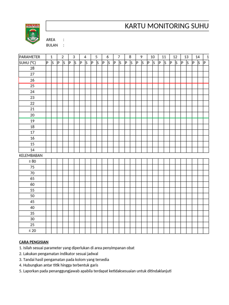 Kartu Monitoring Suhu Kulkas Apotek | PDF