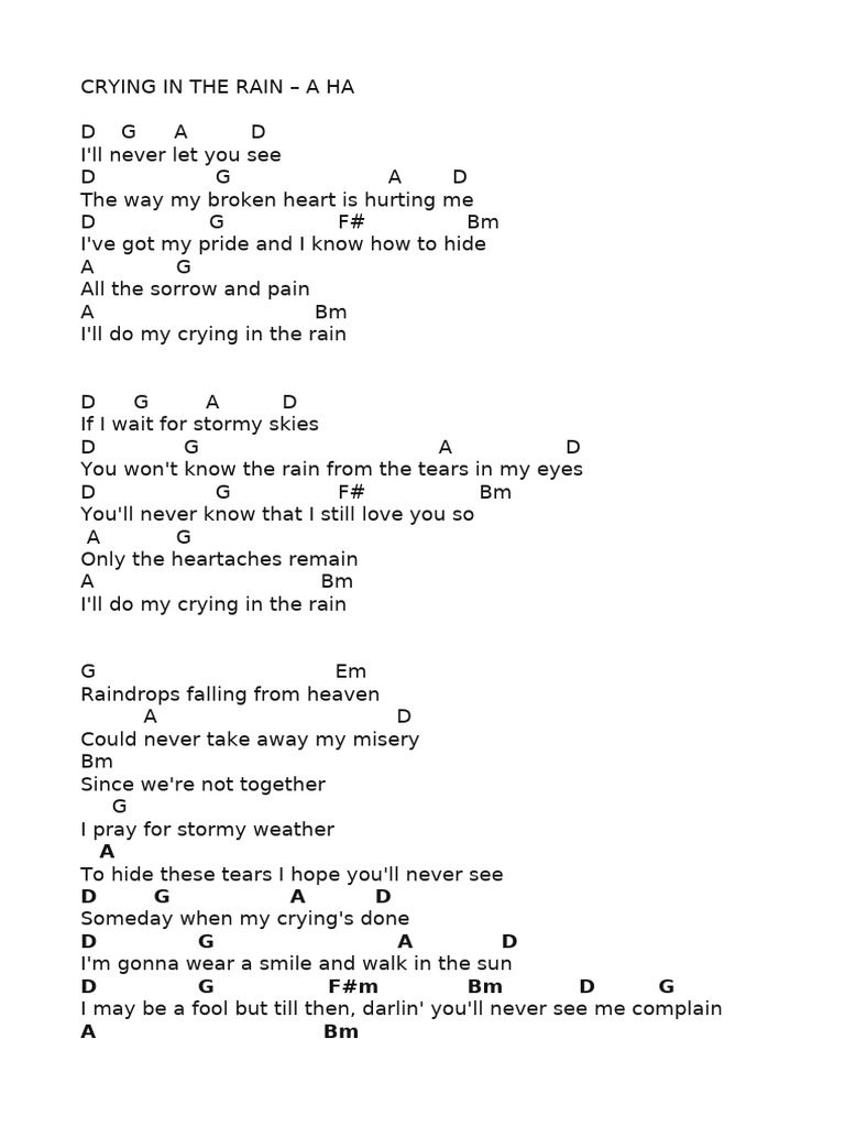 A-ha: Crying in the Rain Lyrics | PDF