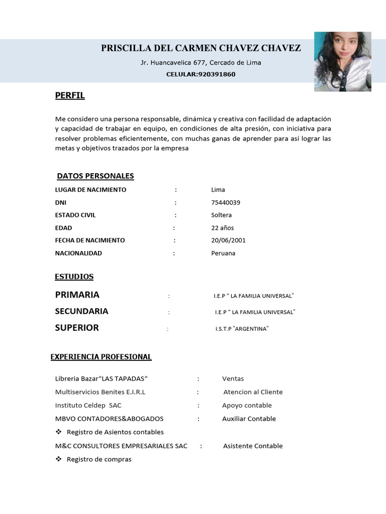 CV Priscilla Chavez | PDF