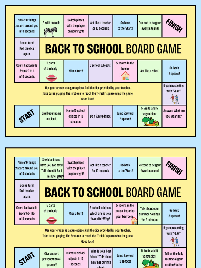 t1 + t3 - Back To Schol Board Game | PDF