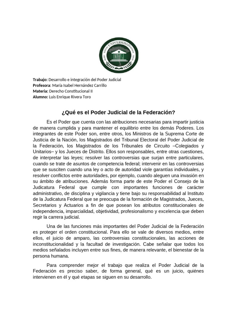 Estructura del Poder Judicial Federal | PDF | Judicaturas | Formas de ...