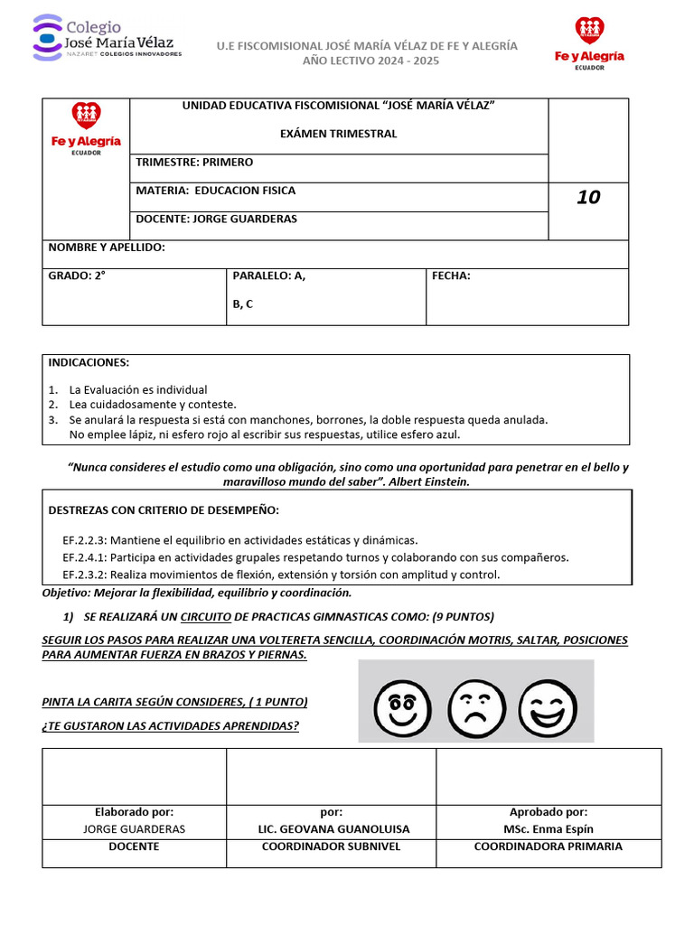 Examen 1. Eeff 2° | PDF