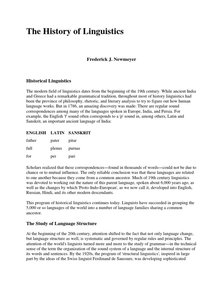 The History of Linguistics | PDF | Linguistics | Grammar