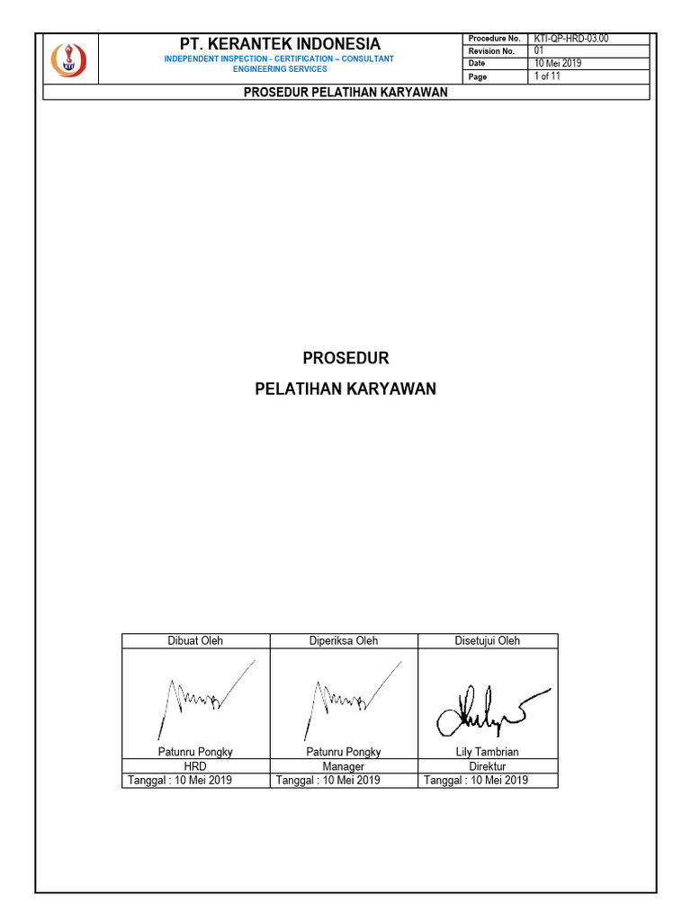D. KTI-QP-HRD-03 - Prosedur Pelatihan Karyawan | PDF