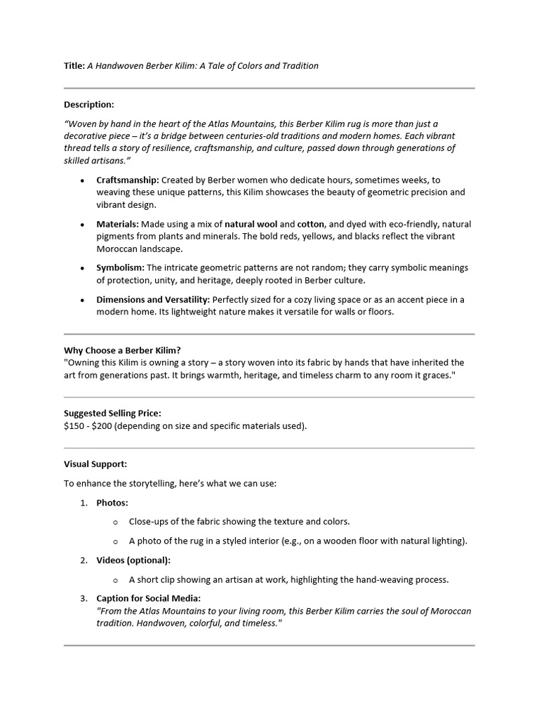 Berber Rug Description Product | PDF