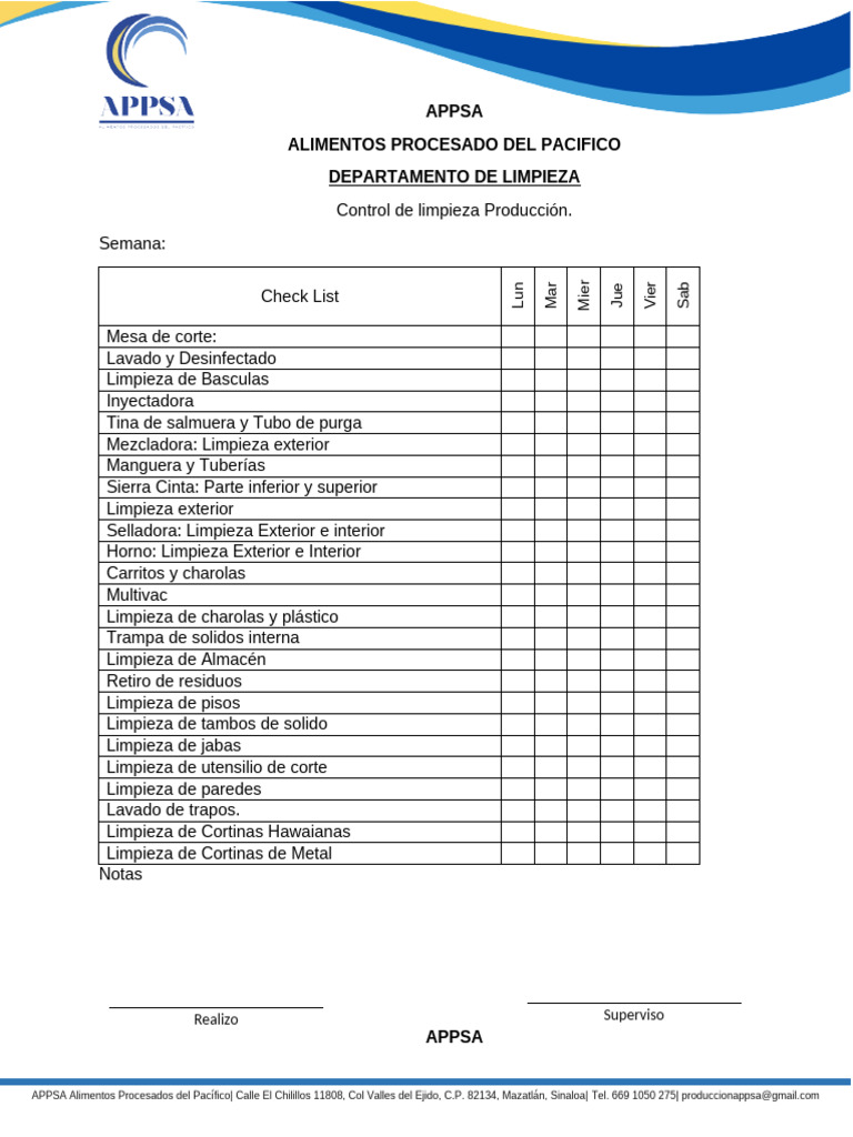 Check Lis Control de Limpieza | PDF