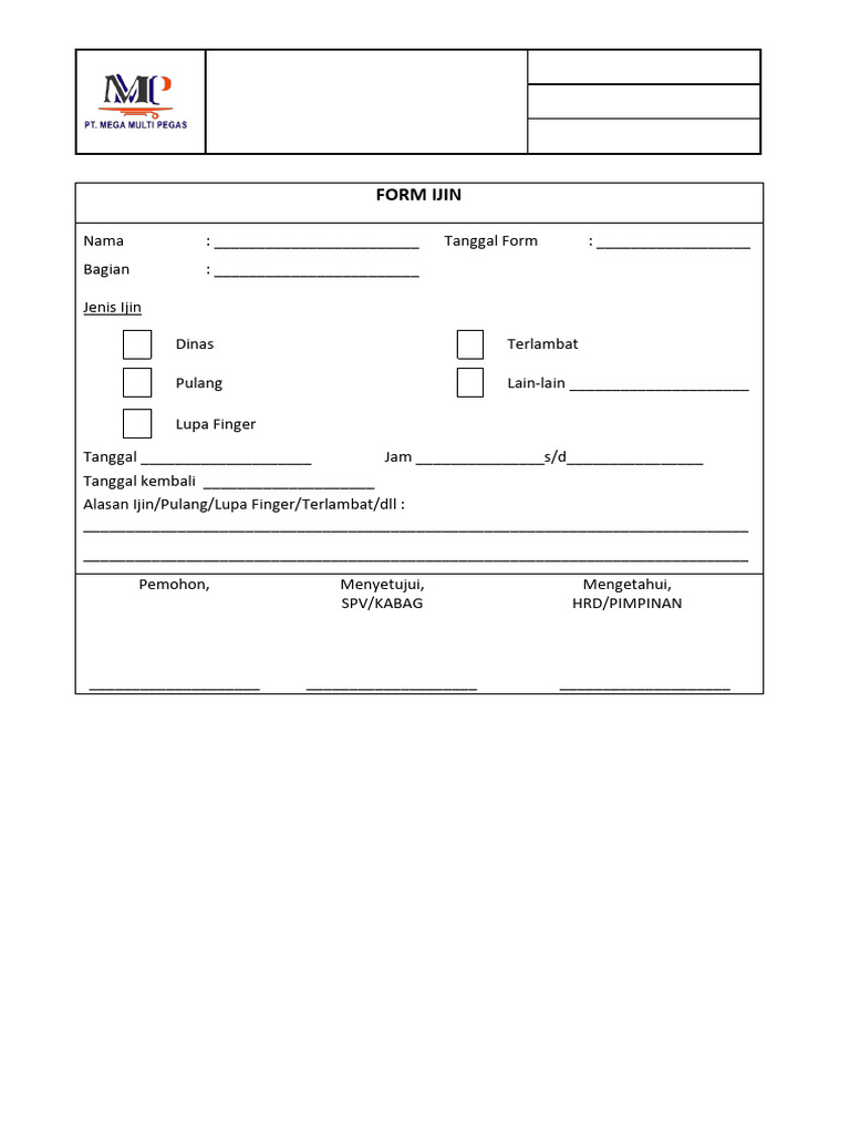 Hrga-Fr-05 Form Izin Atau Cuti Karyawan | PDF