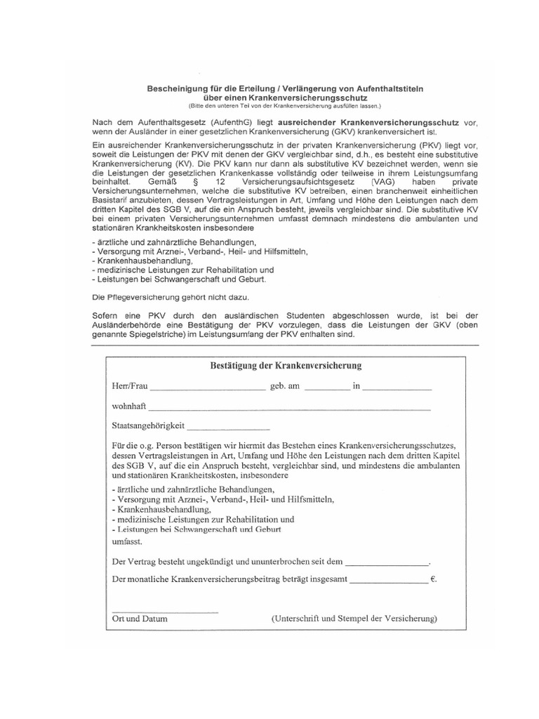 Nachweis Ausr. Krankenversicherungsschutz.docx | PDF