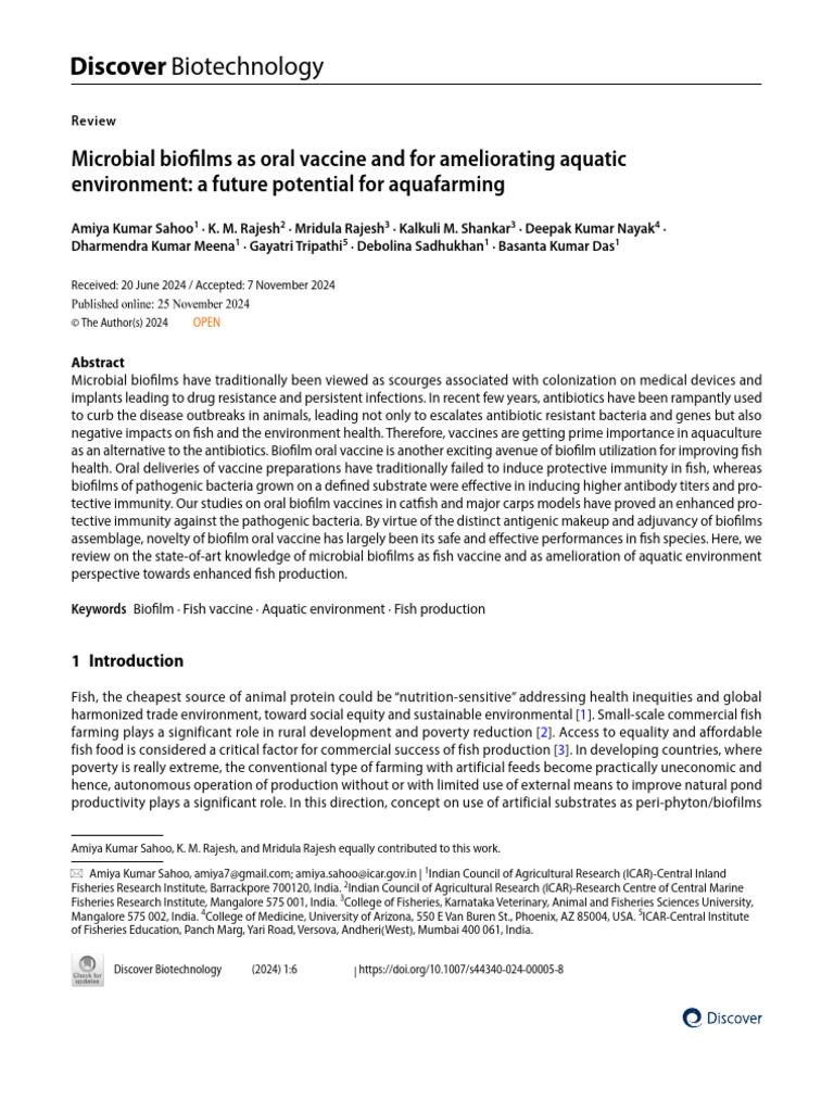 Ak Sahoo 2024-Microbial Biofilm - Oralvaccine | PDF | Biofilm | Bacteria