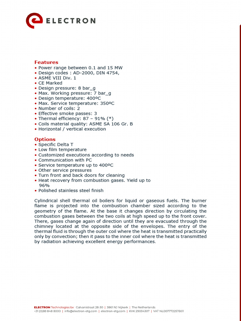 Thermal Oil Heater Datasheet - 0 | PDF