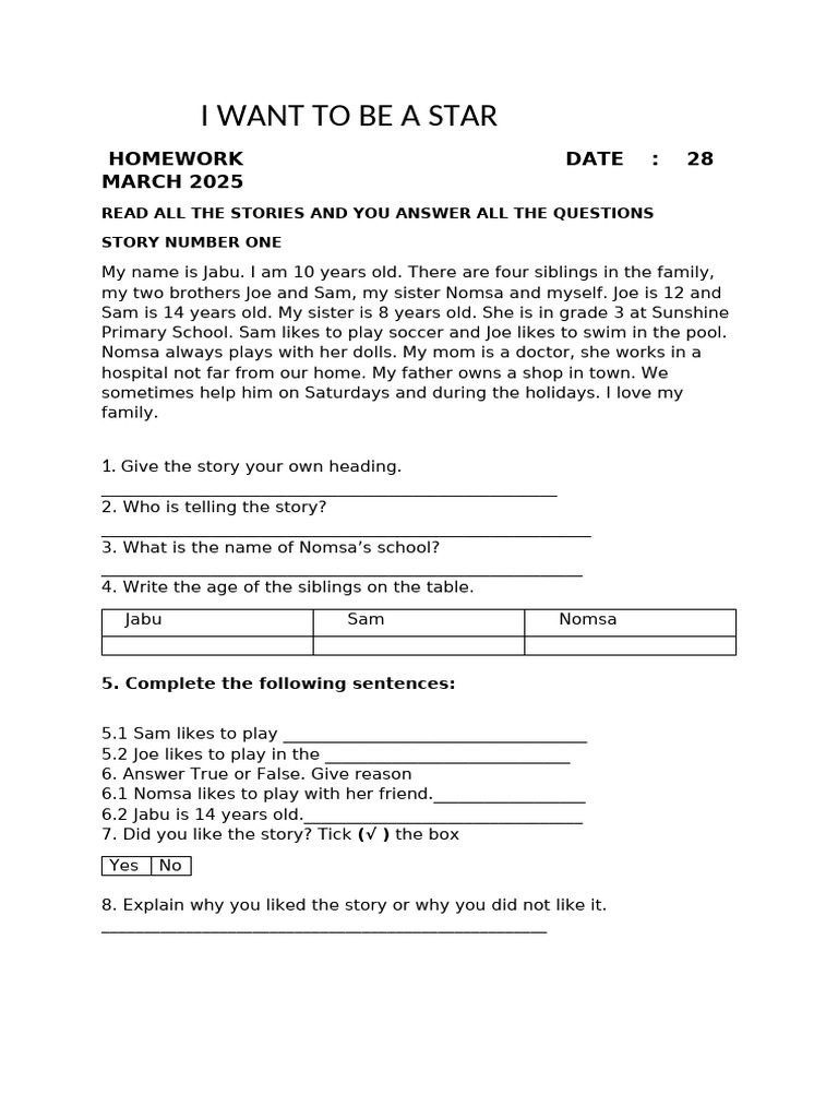 I Want To Be A Star Stories | PDF