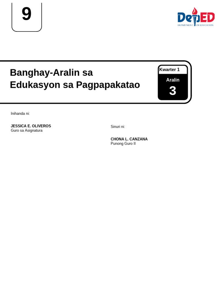 Q1 LE Filipino-8 Lesson-1 Week-1 | PDF
