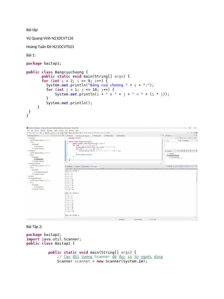 Bài tập Java 2 | PDF