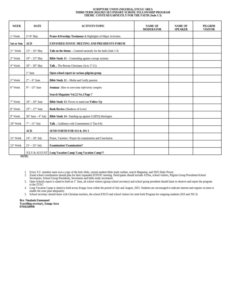 3rd Term 2025 Schools Program | PDF | Bible