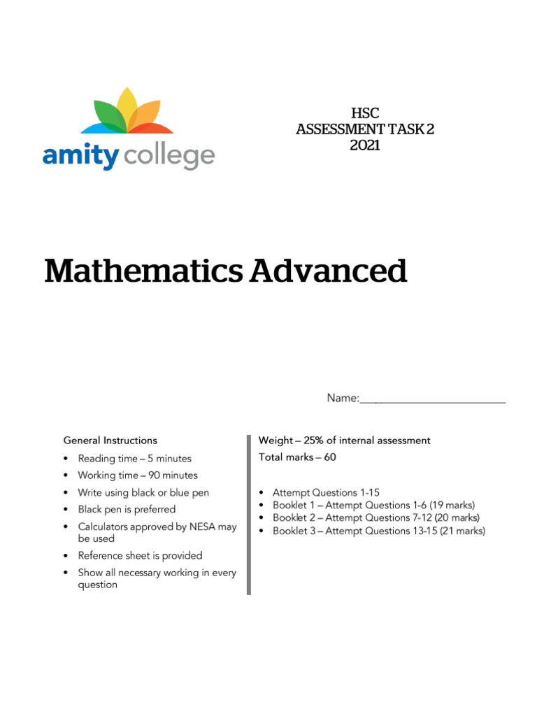 2021 HSC Maths Adv Task 02 | PDF | Function (Mathematics ...