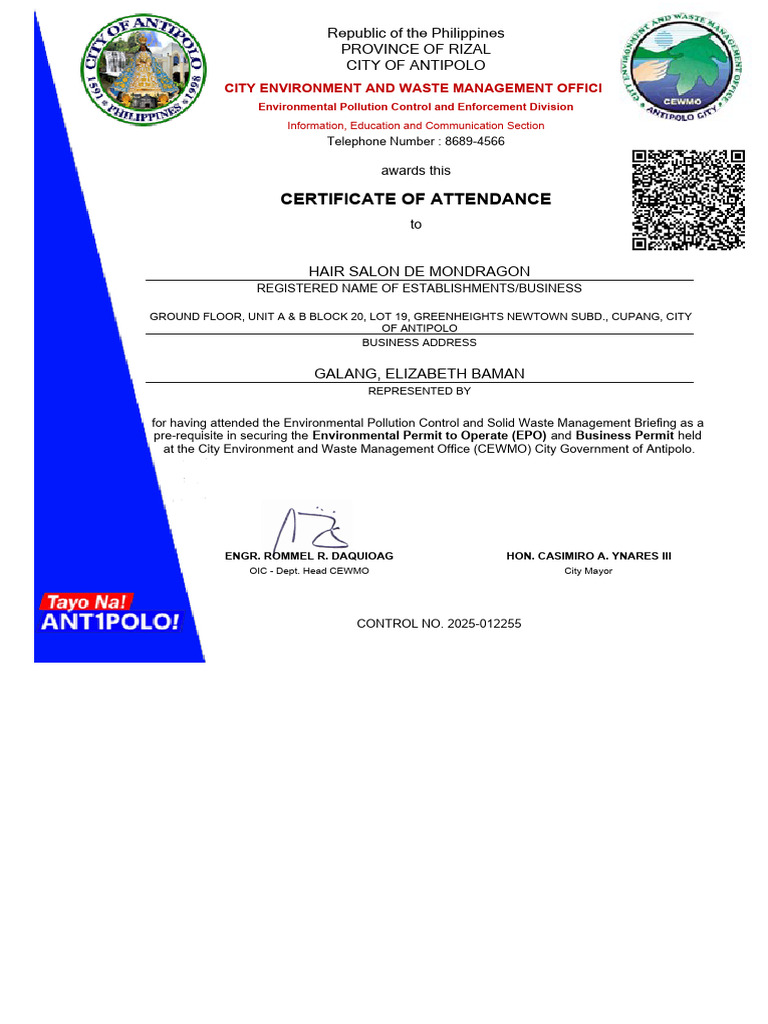 Solid Waste Management Briefing Certificate | PDF