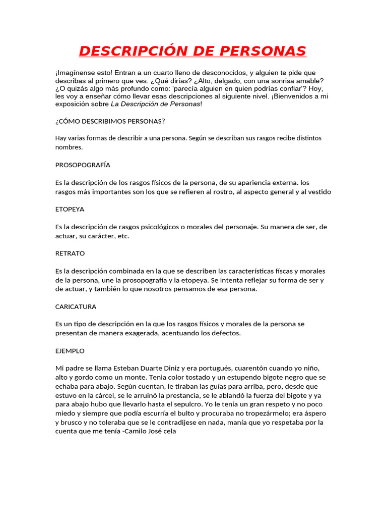 Descripción de Personas - Expoo | PDF