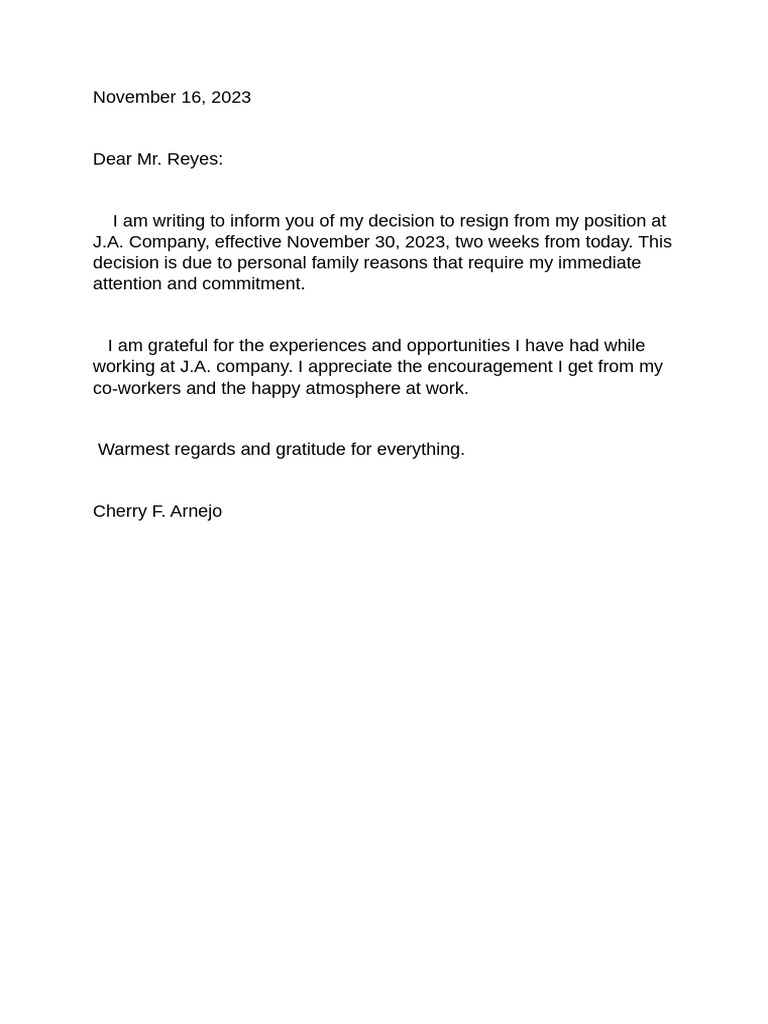 Resignation Letter from Security Guard | PDF