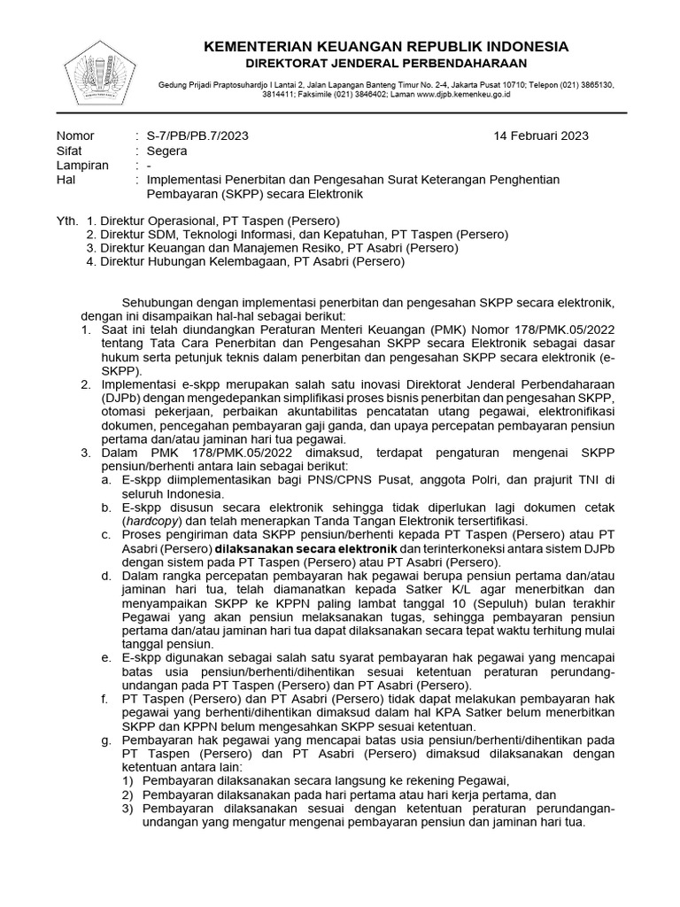Implementasi Penerbitan Dan Pengesahan Surat Keterangan Penghentian Pembayaran SKPP Secara ...