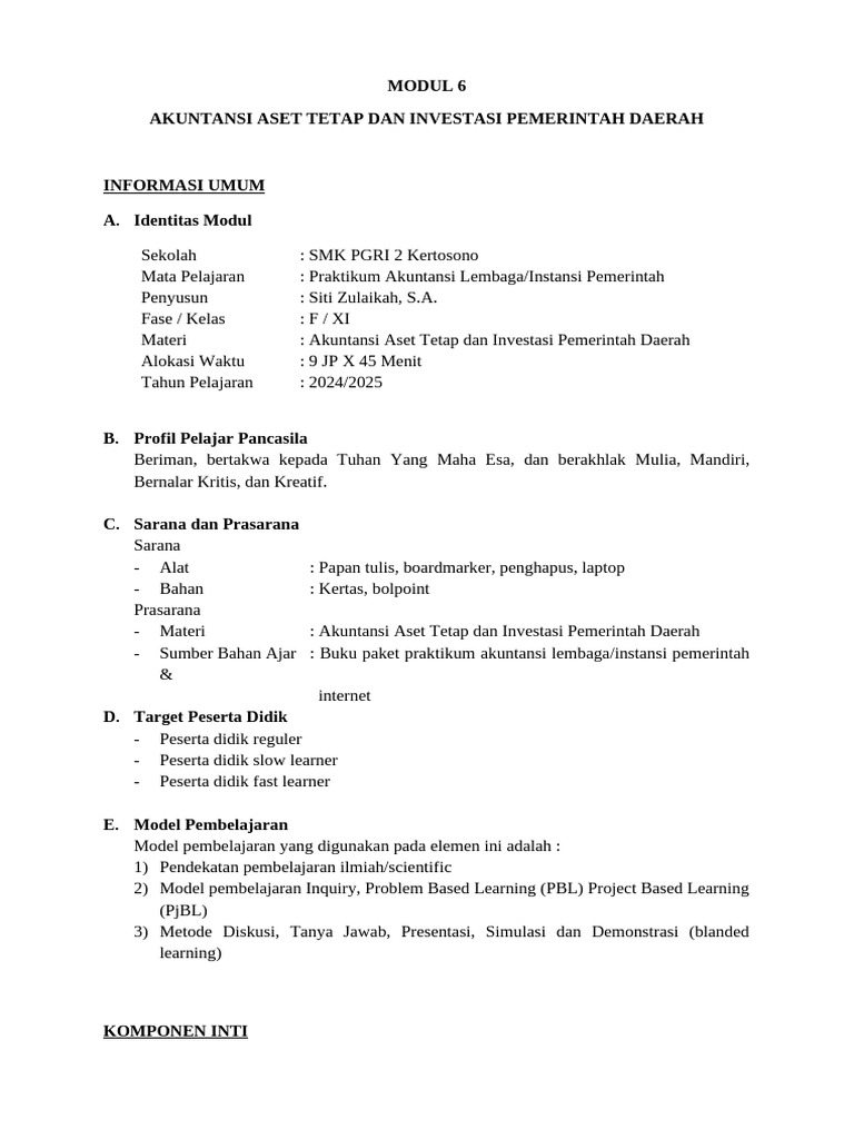 Modul Ajar 6 - Akuntansi Aset Tetap | PDF