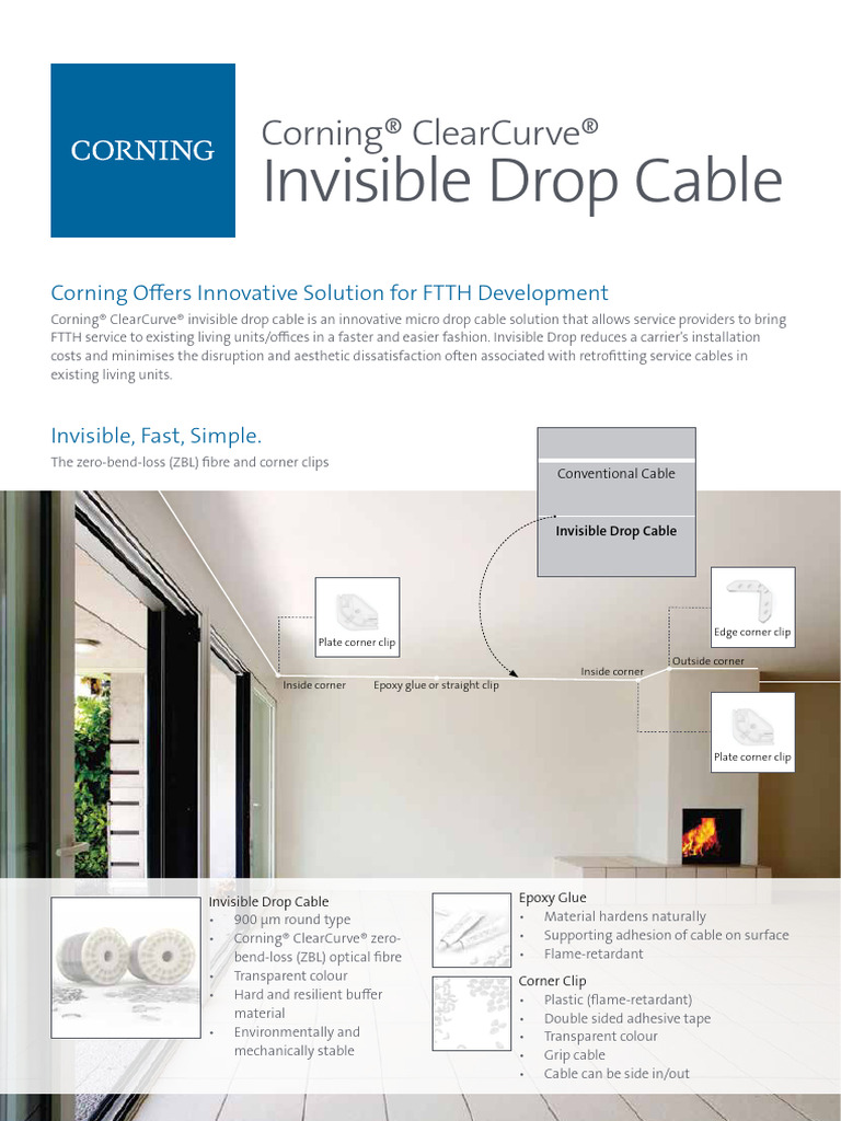 Corning Invisible Drop Cable for FTTH | PDF | Adhesive | Epoxy