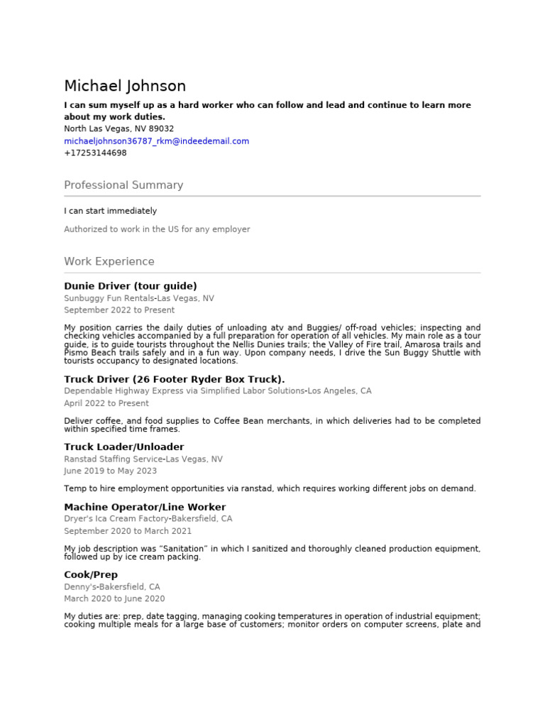 Michael Johnson's Professional Resume | PDF