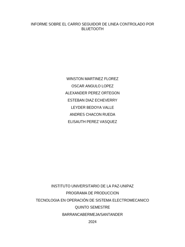Informe Sobre El Carro Seguidor de Linea Controlado Por Bluetooth | PDF ...