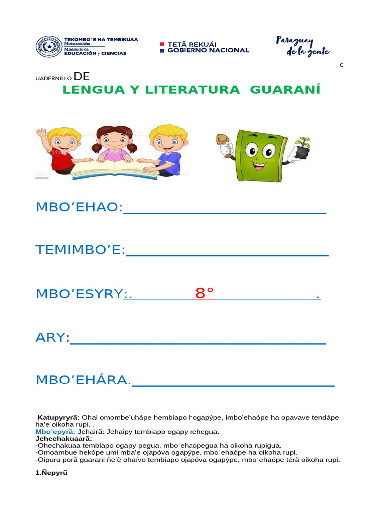 Cuadernillo 8° Guaraní | PDF