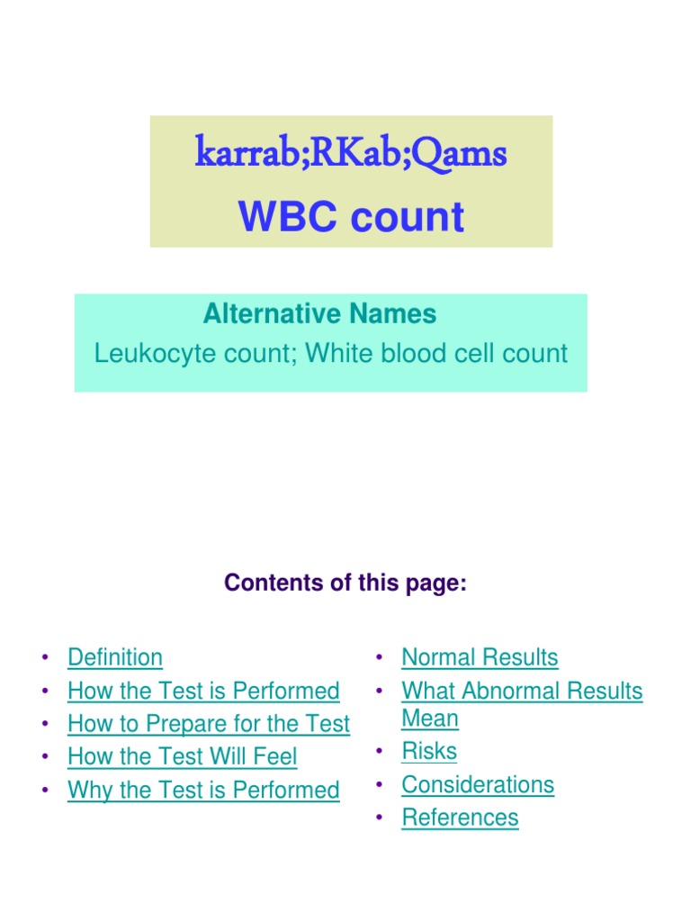 7 - WBC Count | PDF | White Blood Cell | Blood