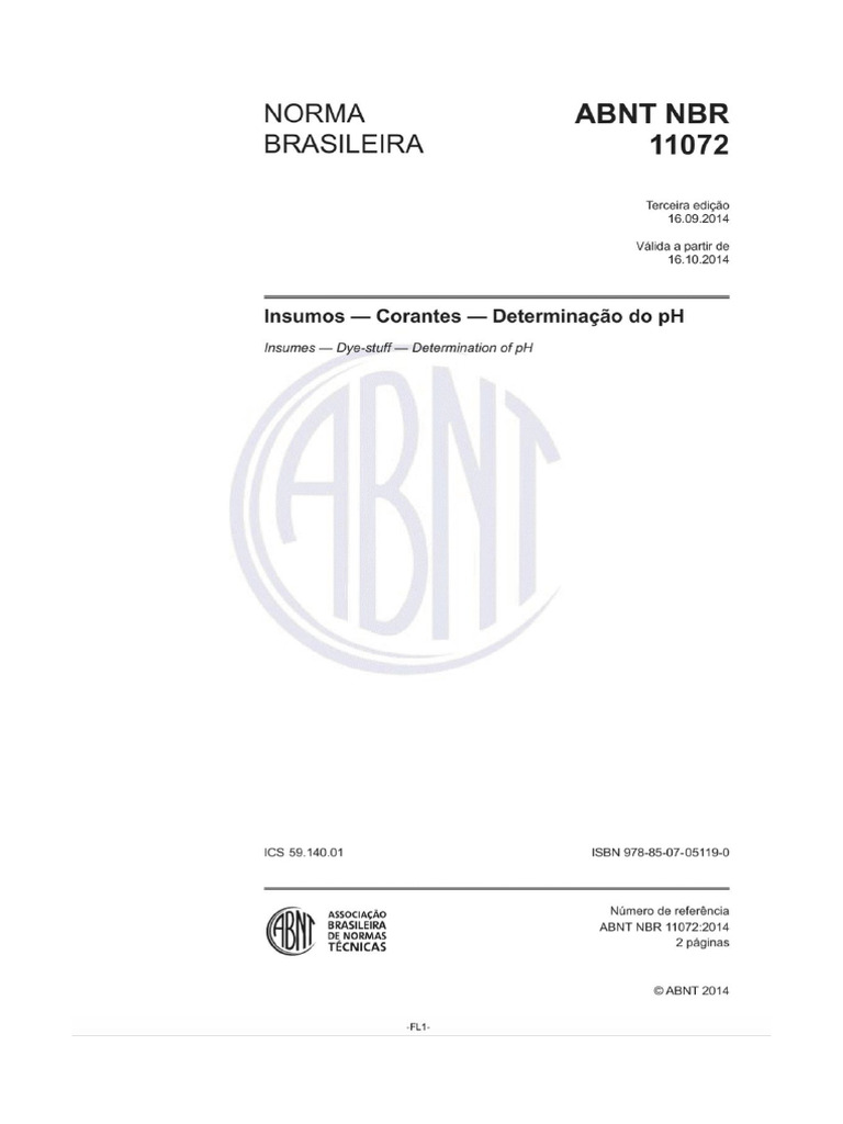 NBR 11072 de 09.2014 - Insumos - Corantes - Determinação Do PH | PDF
