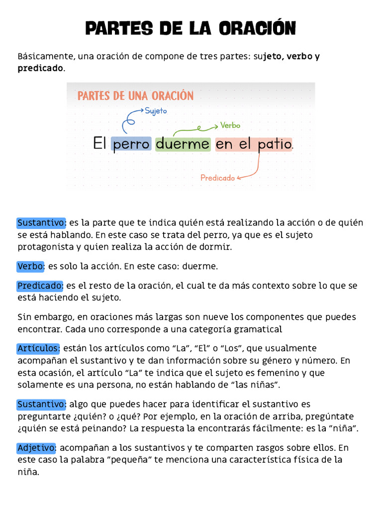 Partes de La Oración | PDF