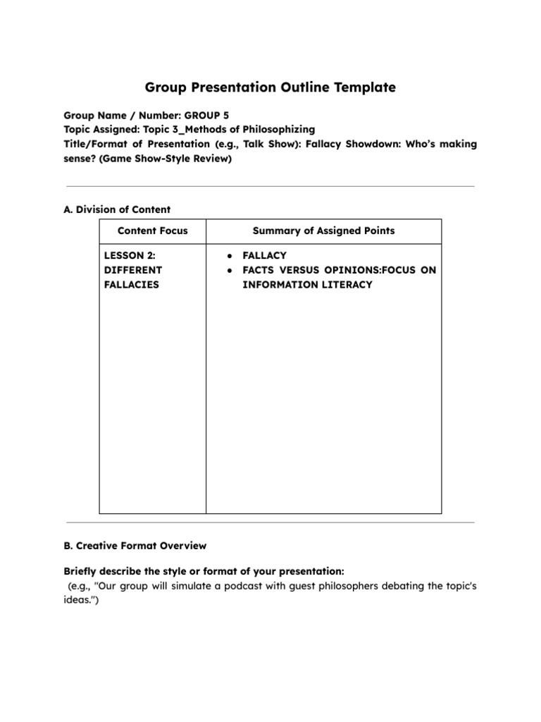 GROUP 5 - Group Presentation Outline Template | PDF